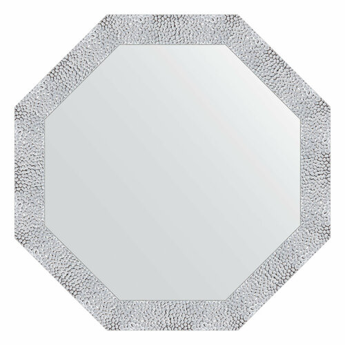 Зеркало настенное Octagon EVOFORM в багетной раме чеканка белая, 73х73 см, для гостиной, прихожей, кабинета, спальни и ванной комнаты, BY 3870