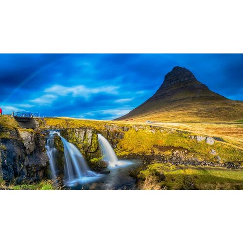 Картина на холсте 60x110 LinxOne "Исландия Borgarnes скалы Мох" интерьерная для дома / на стену / на кухню / с подрамником