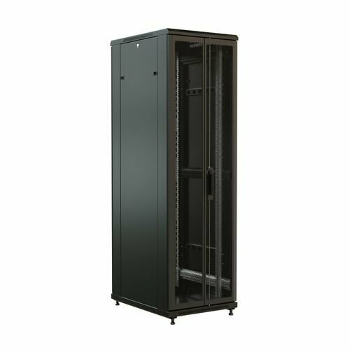 Шкаф коммутационный WRLINE WR-TT-2266-DD-RAL9004 напольный, перфорированная двустворчатая передняя дверь, 22U, 600x1166x600 мм