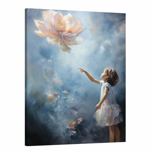 Интерьерная картина 50х70 "Девушка и цветочное облако"