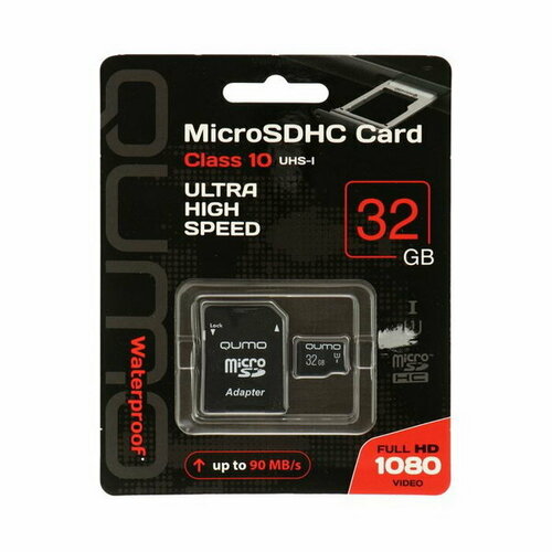 Карта памяти MicroSD, 32 Гб, SDHC, UHS-I, класс 10, с адаптером SD