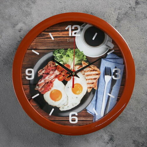 Часы настенные, кухонные, "Прованский завтрак", бесшумные, d-28 см