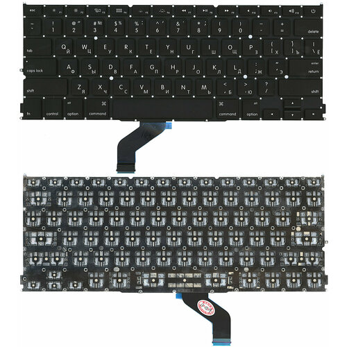 Клавиатура для ноутбука Apple MacBook A1425 черная, плоский Enter, русская 2012 2013