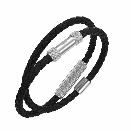 Плетеный браслет Police URBAN TEXTURE, 1 шт., размер M, черный, серебряный