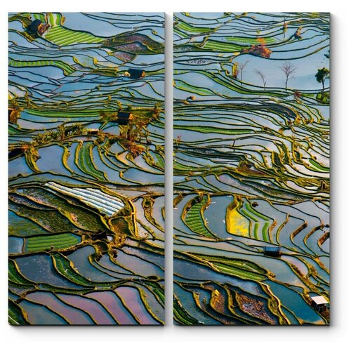 Модульная картина Сезон паводков на полях Вьетнама 120x120