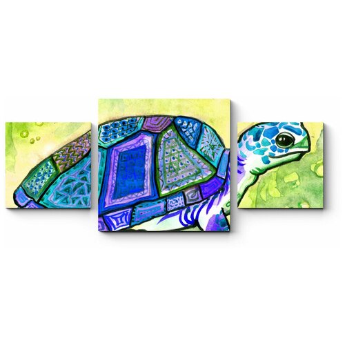 Модульная картина Голубая черепаха 130x56