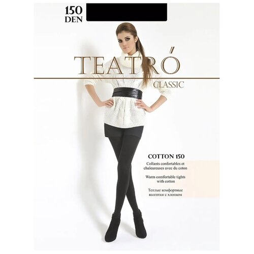 Колготки TEATRO Cotton, 150 den, размер 4/L/4-L, черный
