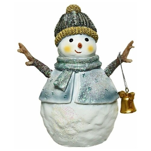 Новогодняя фигурка снеговичок С колокольчиком, полистоун, 14 см, Kaemingk (Decoris) 520637-1