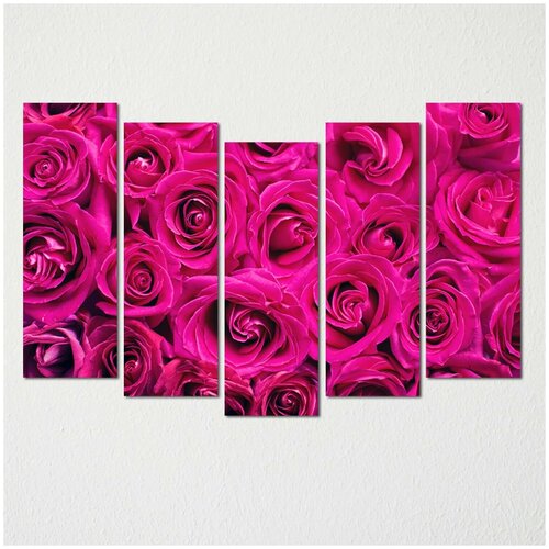 Модульная картина на Стекле - "Розовые розы", размер 125Х83 см