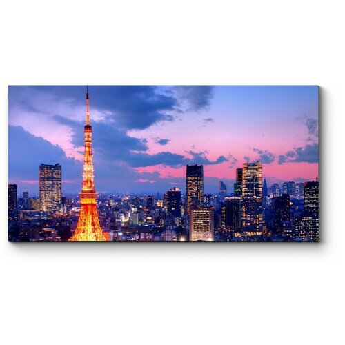 Модульная картина Неподражаемый ночной Токио 90x45