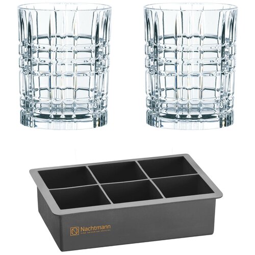 Набор стаканов для виски Nachtmann Square Ice Cube (345 мл), с емкостью для льда, 3 пр.