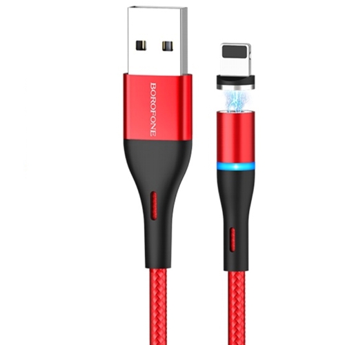 Магнитный кабель Borofone BU16, 1.2 метр USB to Lightning, 2.4A, красный