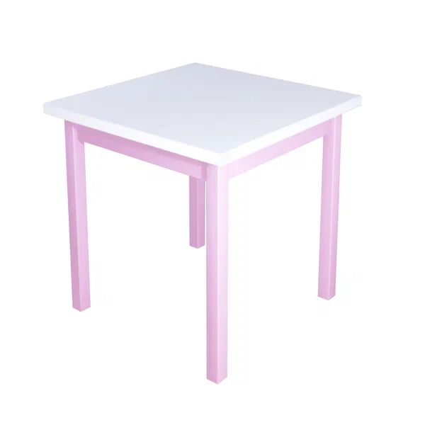 Стол кухонный Solarius Классика квадратный 70х70х75, белый с розовыми ножками