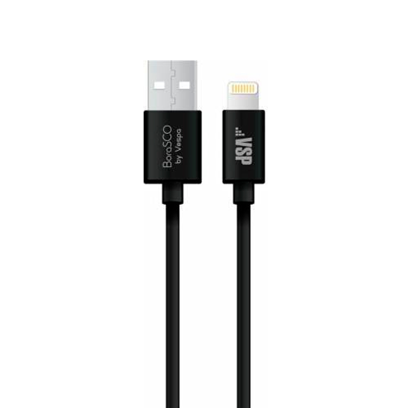 Кабель BoraSCO USB/Lightning 2А 1м, черный (21971)