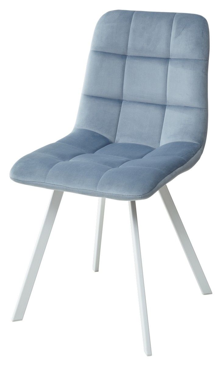 Комплект стульев М-City CHILLI SQUARE (4 шт.) Велюр, белый каркас G108-56 пудровый синий