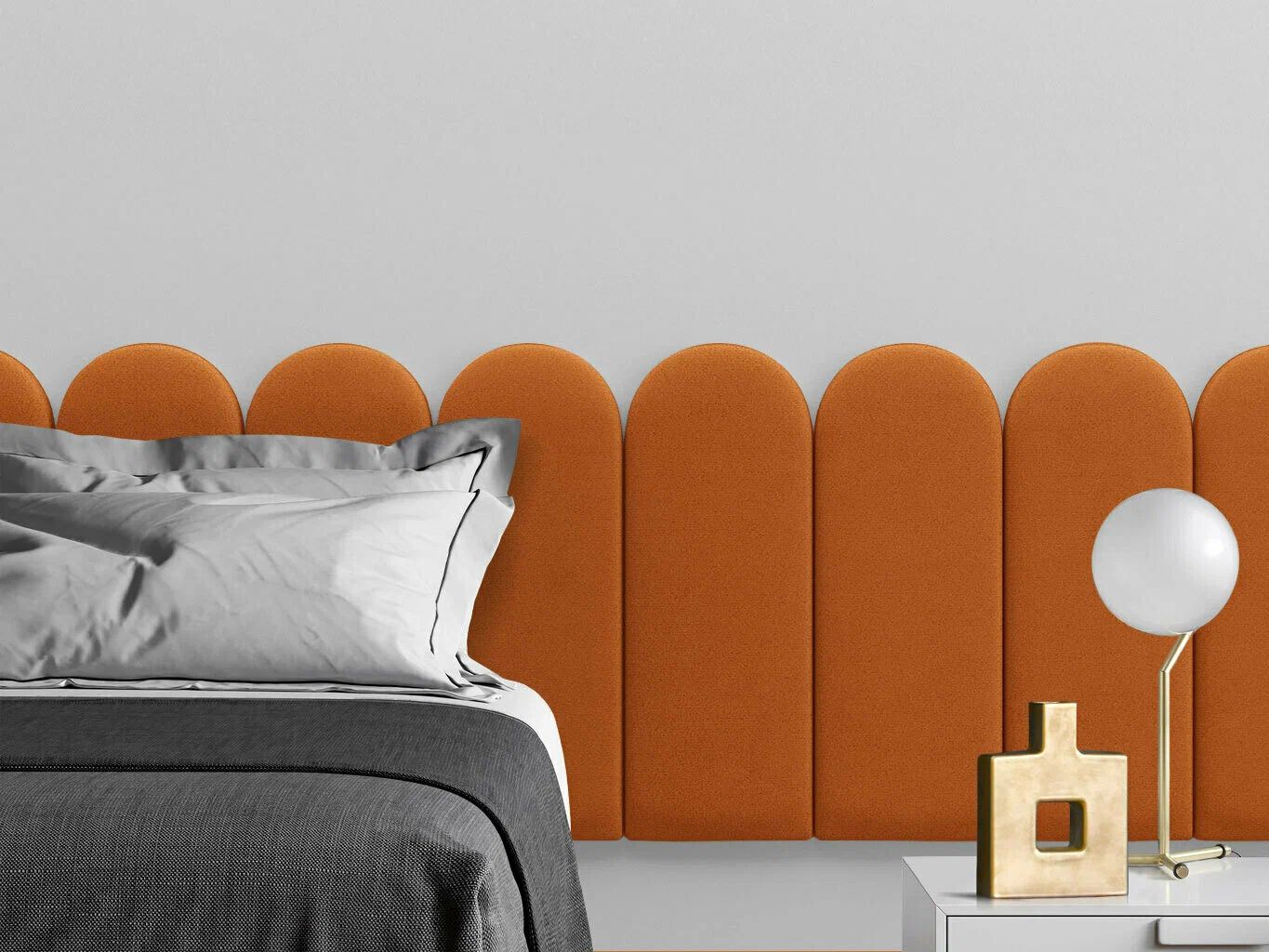 Мягкое изголовье кровати Velour Orange 30х60R см 4 шт.