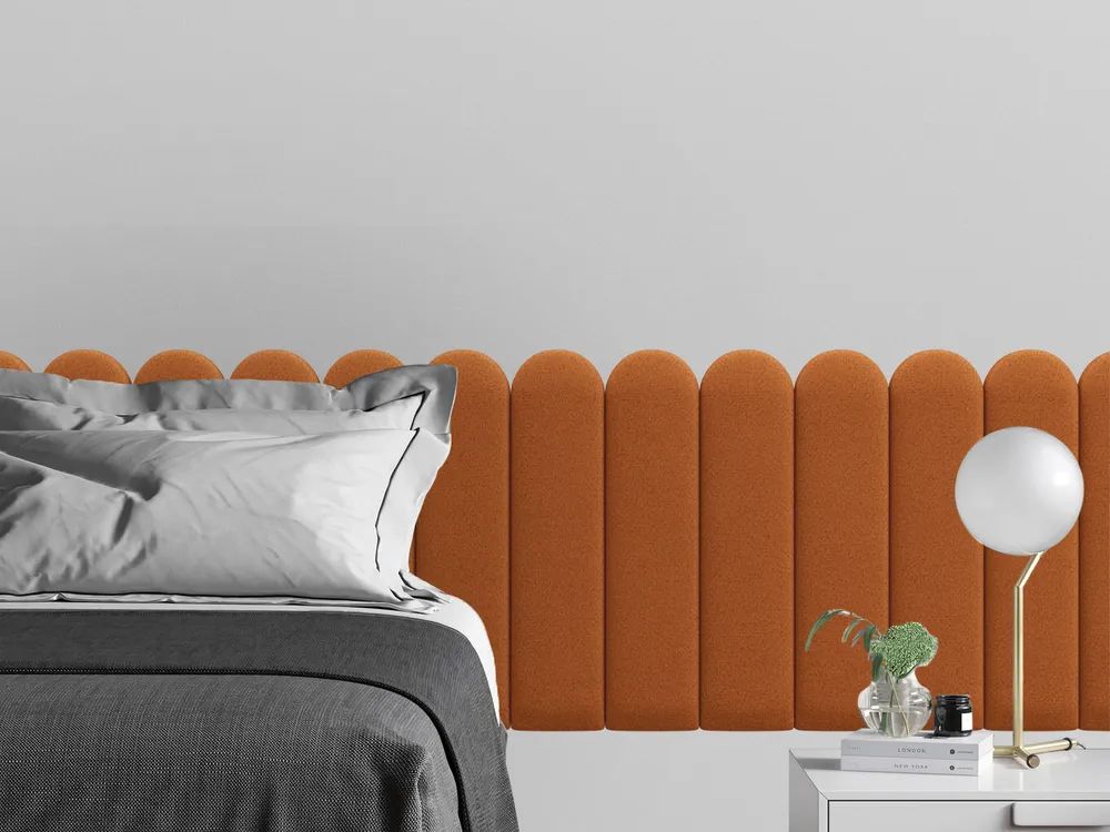 Мягкое изголовье кровати Velour Orange 15х60R см 4 шт.