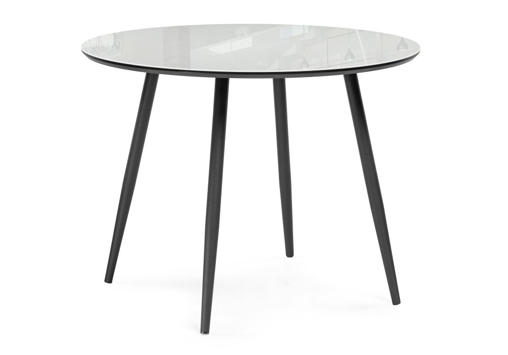 Стеклянный стол Woodville Абилин 100х76 ультра белый/черный/черный матовый