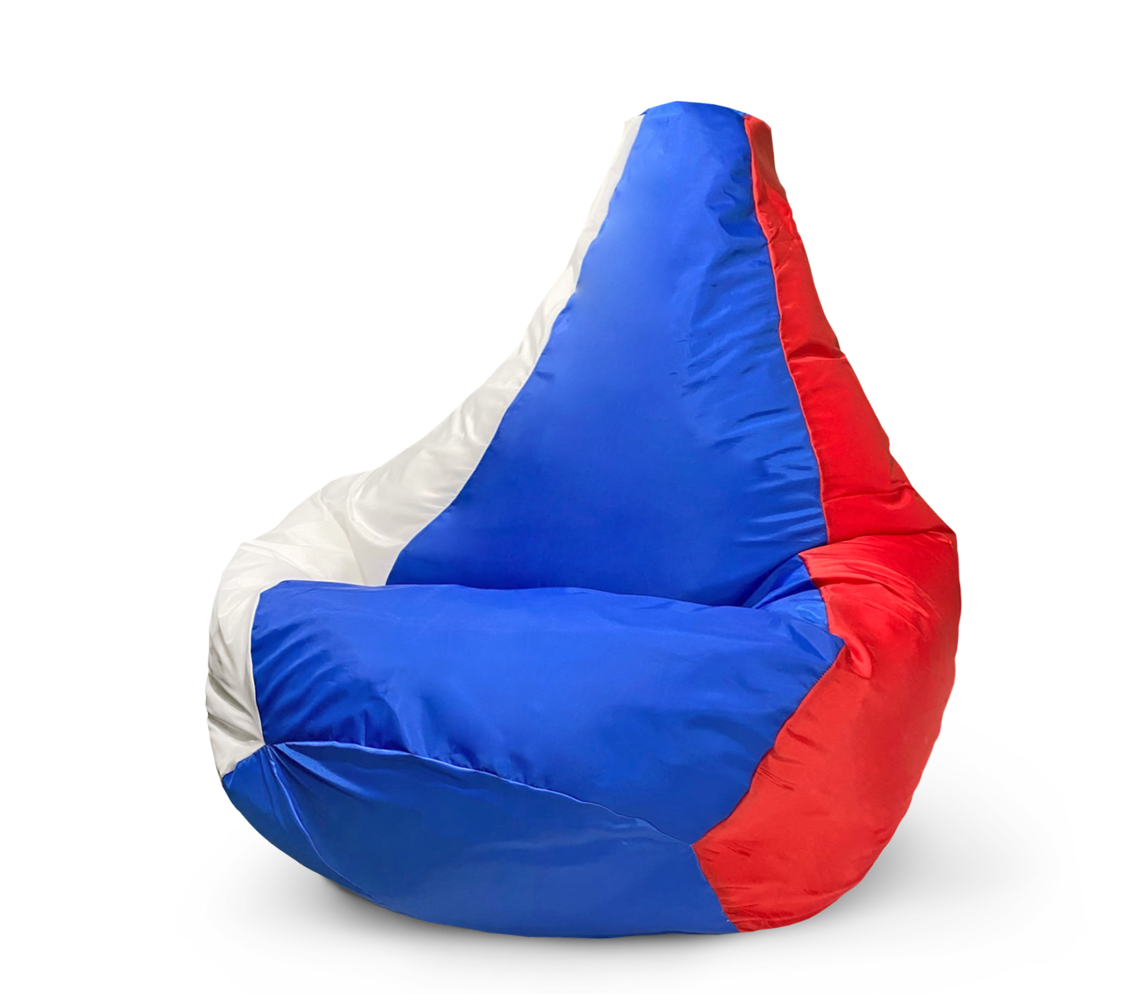 Кресло-мешок ONPUFF пуфик груша, размер XXXXL, белый синий красный оксфорд