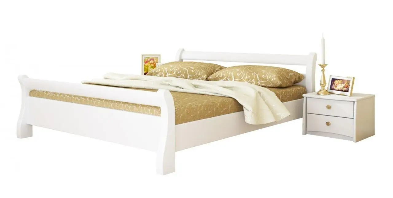 Кровать из массива сосны QualisMebel "Диана" 160х190, Эмаль Белая