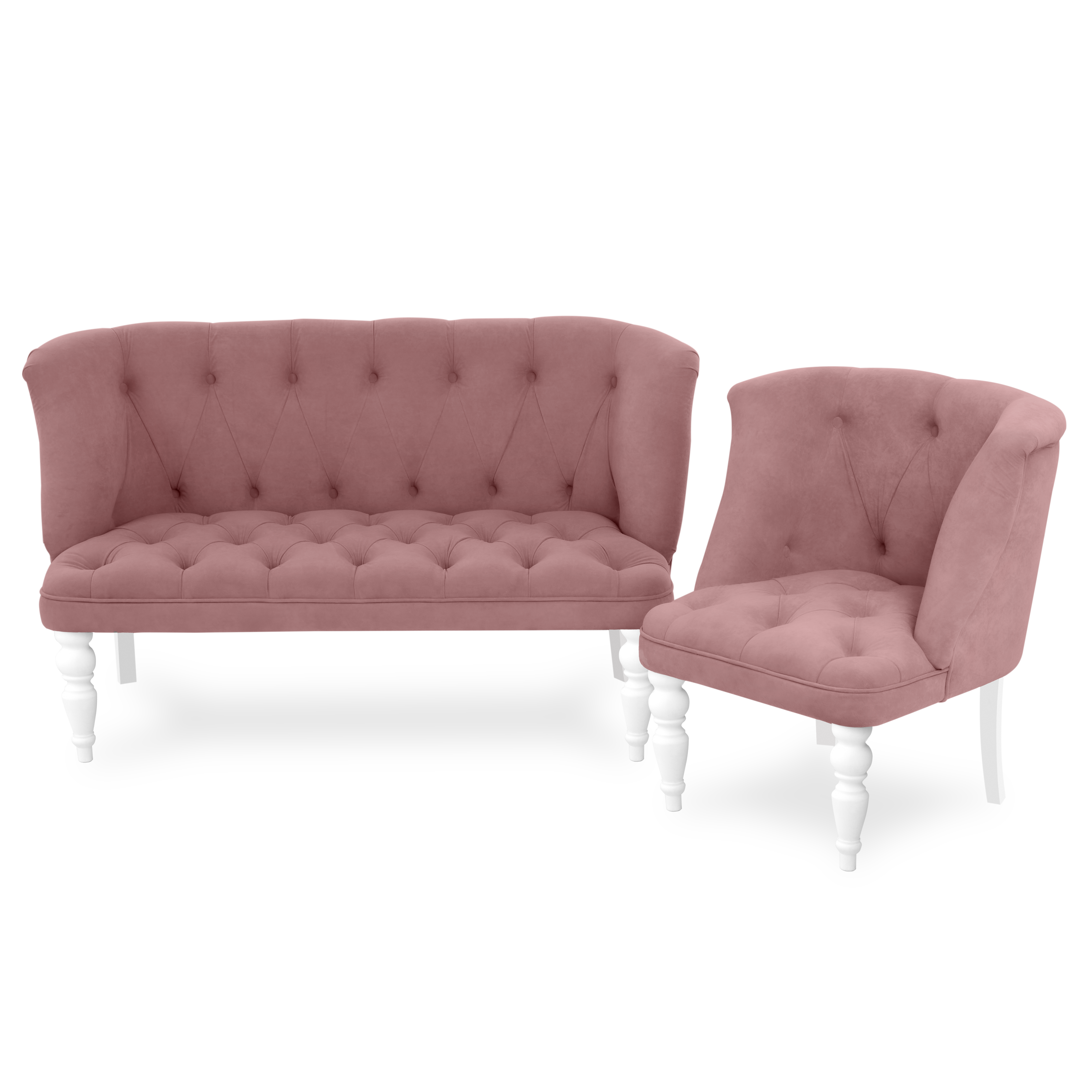 Комплект мягкой мебели BRENDOSS Бриджит диван и кресло розовый/белый