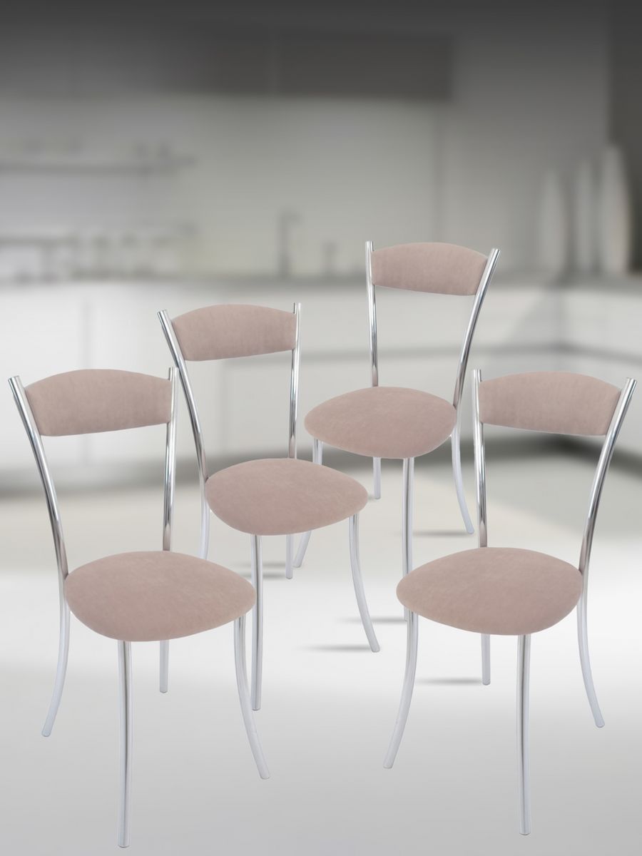 Кухонные стулья мягкие со спинкой Мебель Хром Хром4 шт пыльная роза