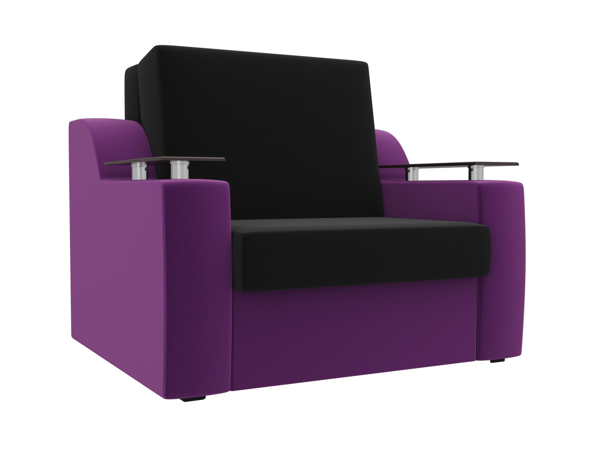 Кресло-кровать Лига Диванов Сенатор 80 Черный/Фиолетовый (микровельвет)