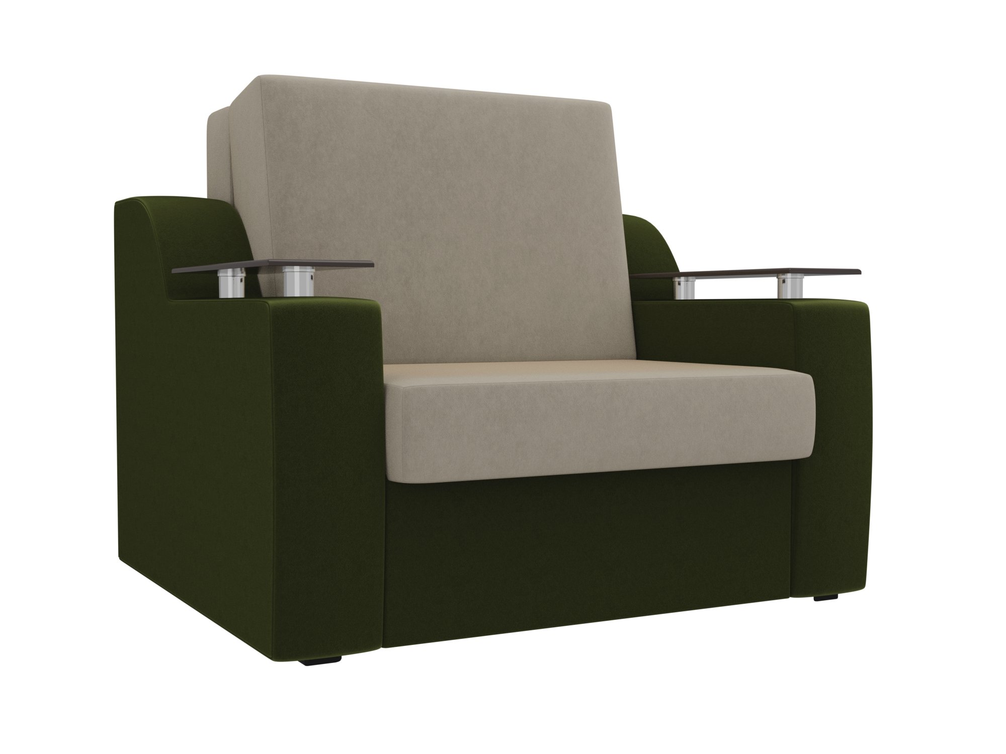 Кресло-кровать Лига Диванов Сенатор 60 Бежевый/Зеленый (микровельвет)