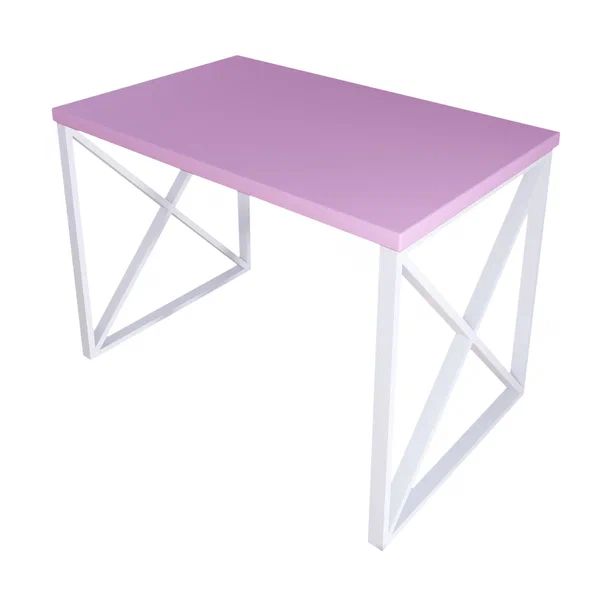Стол кухонный Solarius Loft с крестообразными ножками 120х60х75, розовый с белыми ножками