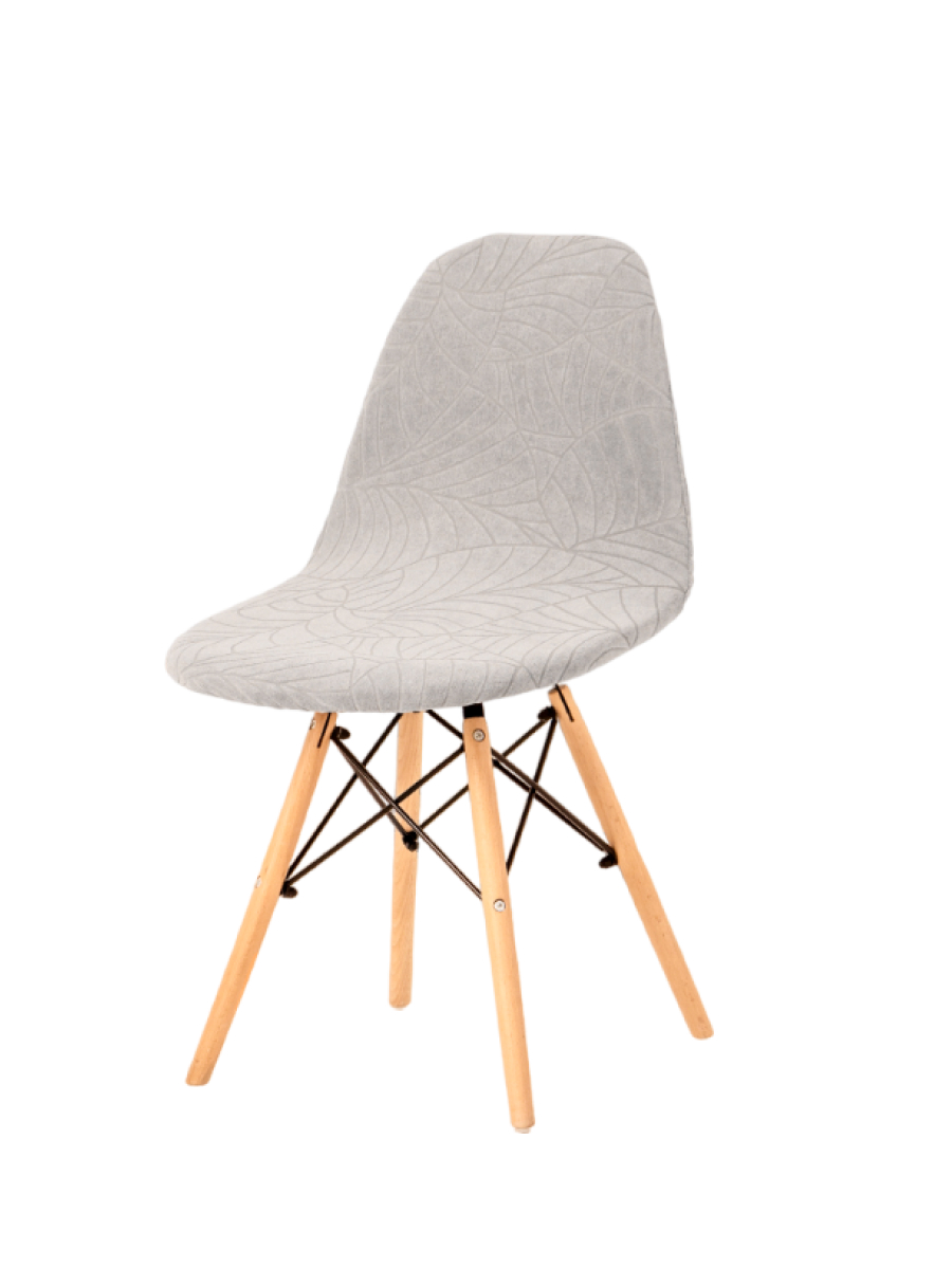 Чехол LuxAlto на стул со спинкой Eames, Aspen, Giardino, Leaves Светло-серый, 1шт. (11563)