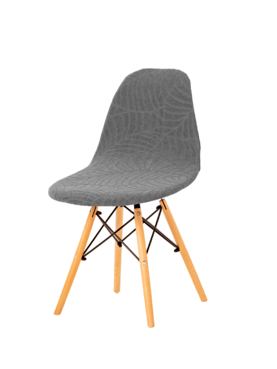 Чехол LuxAlto на стул со спинкой Eames, Aspen, Giardino, Leaves Серый, 1шт. (11562)