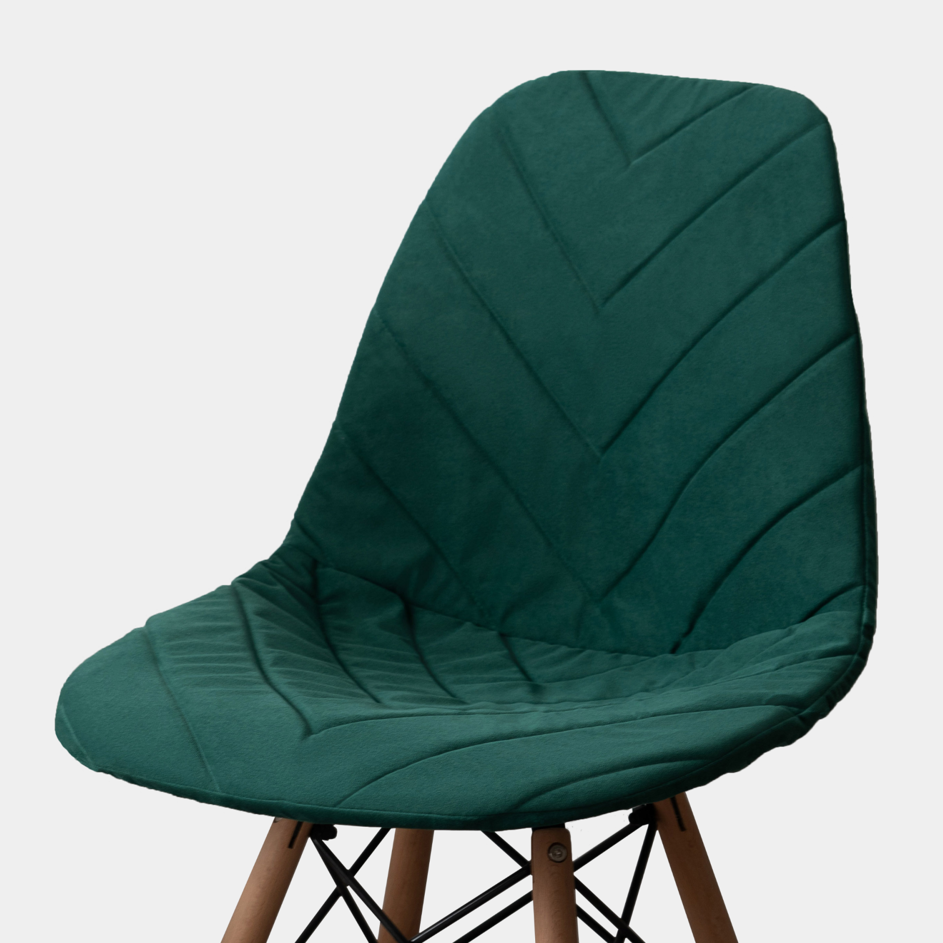 Комплект чехлов на стул Flatlika Eames DSW из велюра, 2 шт, 40х46, зеленый