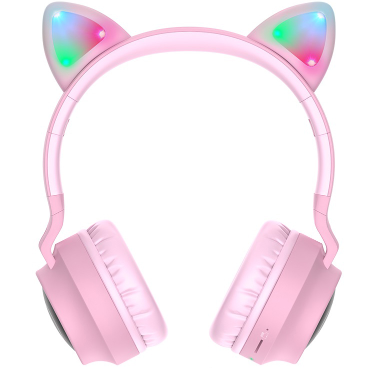 Беспроводные наушники Hoco W27 Cat Ear - Розовые