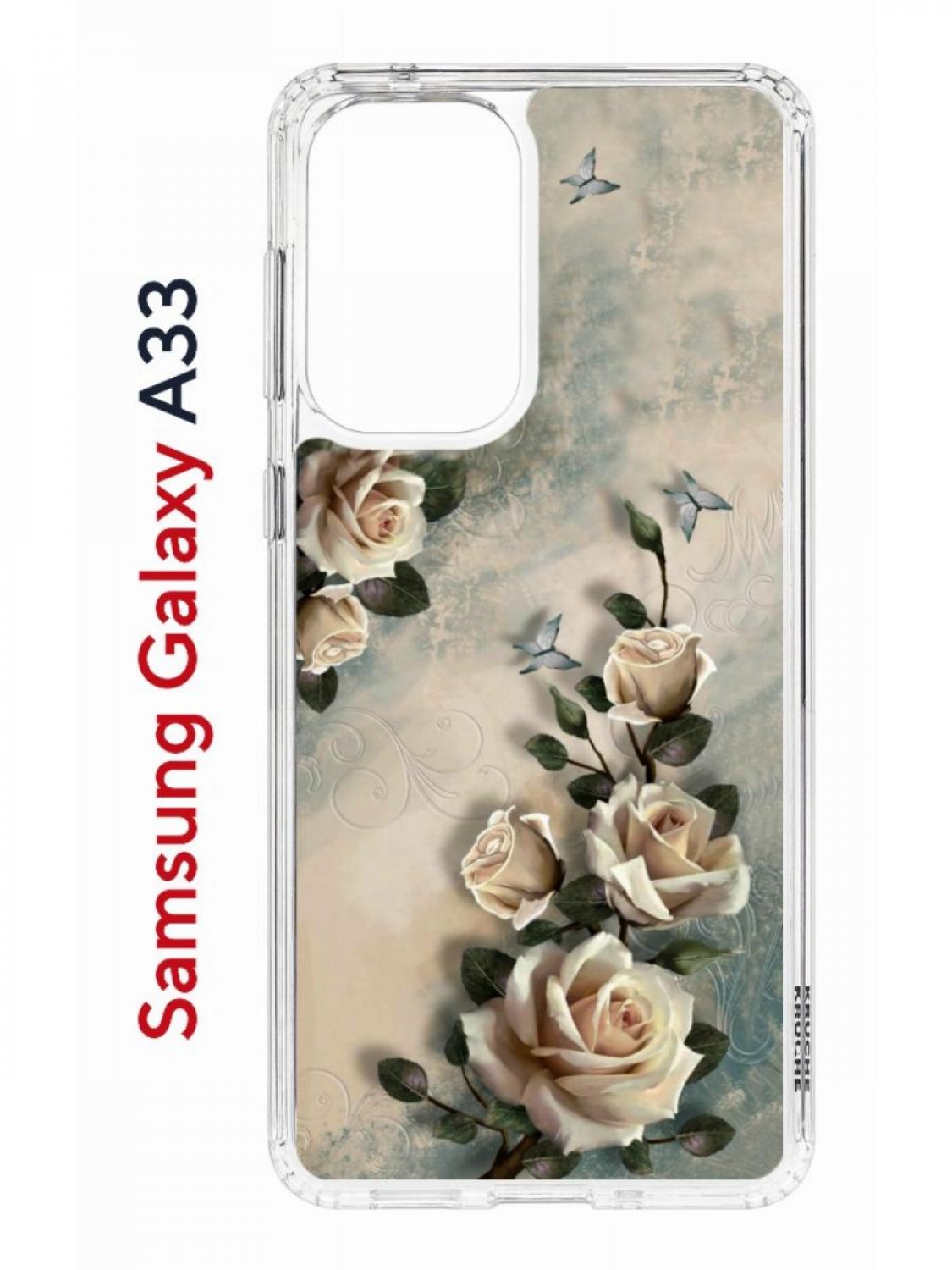 Чехол на Samsung A33 Kruche Print Белые розы, противоударный бампер, с защитой камеры