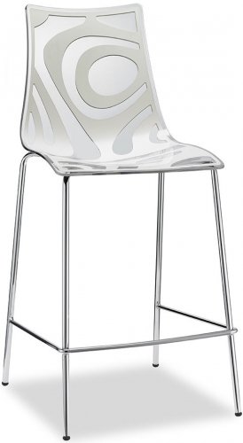 Барный стул ReeHouse Wave 005/2540201, серебристый/прозрачный