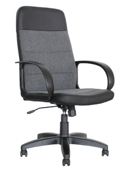 Кресло офисное ЯрКресло Кр58 ТГ Пласт С1(ткань серая)/ЭКО1 (экокожа черная)
