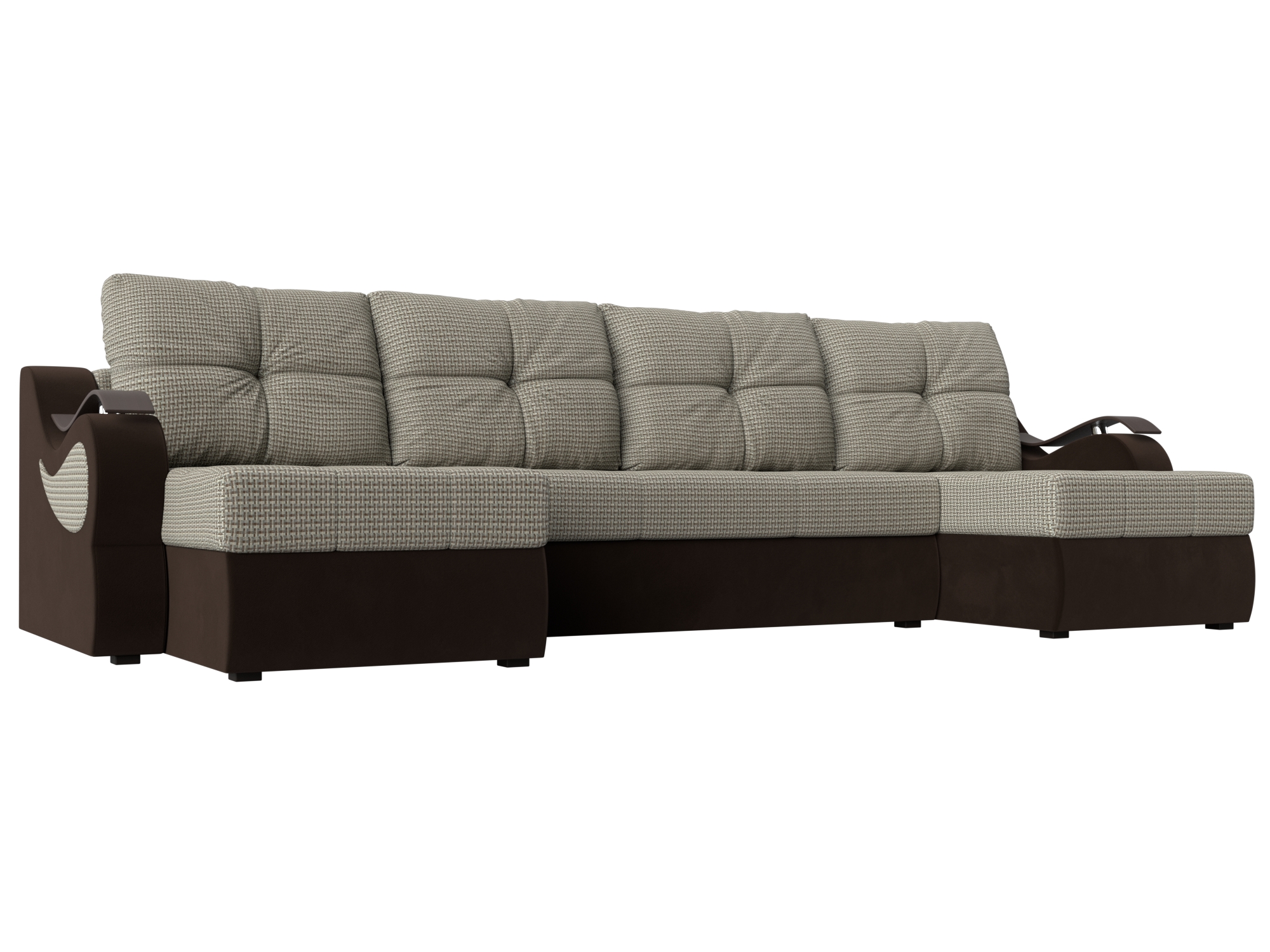 П-образный диван Меркурий рогожка/микровельвет корфу 02/коричневый