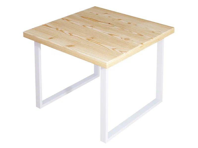 Журнальный стол Solarius Loft металл-дерево 70x70х50, без шлифовки и покраски, белые ножки