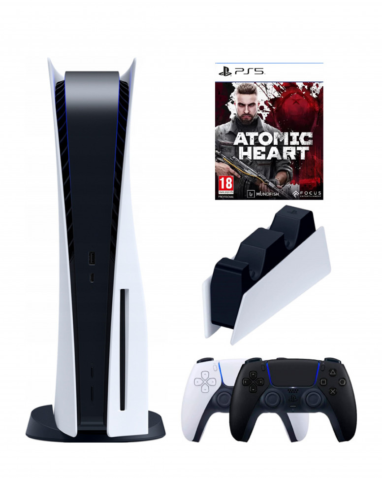 Игровая приставка Sony PlayStation 5+2-й геймпад(черный)+зарядное+Atomic Heart