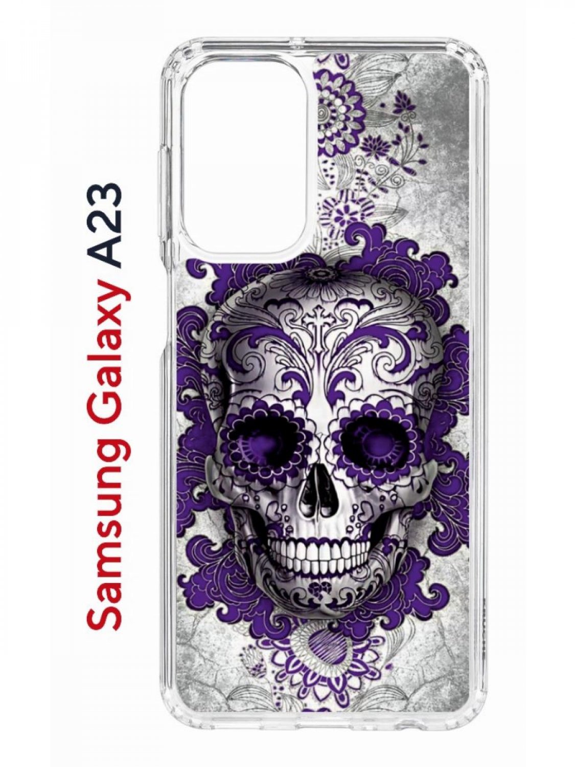 Чехол на Samsung A23 Kruche Print Sugar Skull, противоударный бампер, с защитой камеры