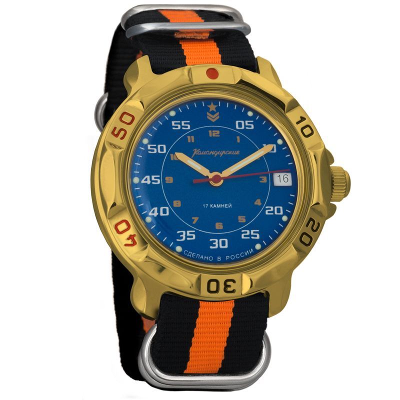 Наручные часы мужские Восток 819181 черные/оранжевые