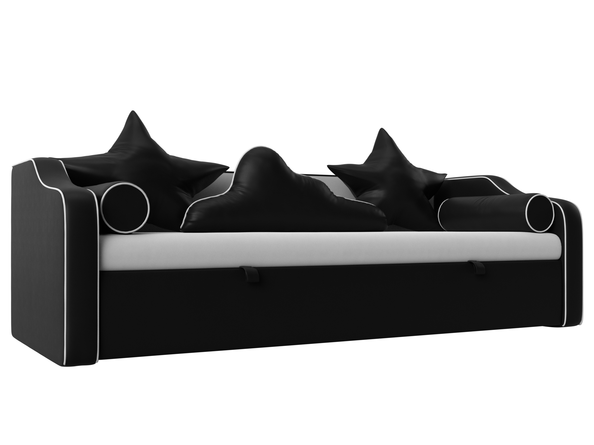 Детский диван-кровать Лига Диванов Рико Белый/Черный (экокожа)