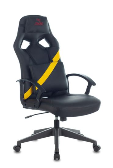 Игровое кресло ZOMBIE DRIVER Черный, иск. кожа/Желтый, иск. кожа