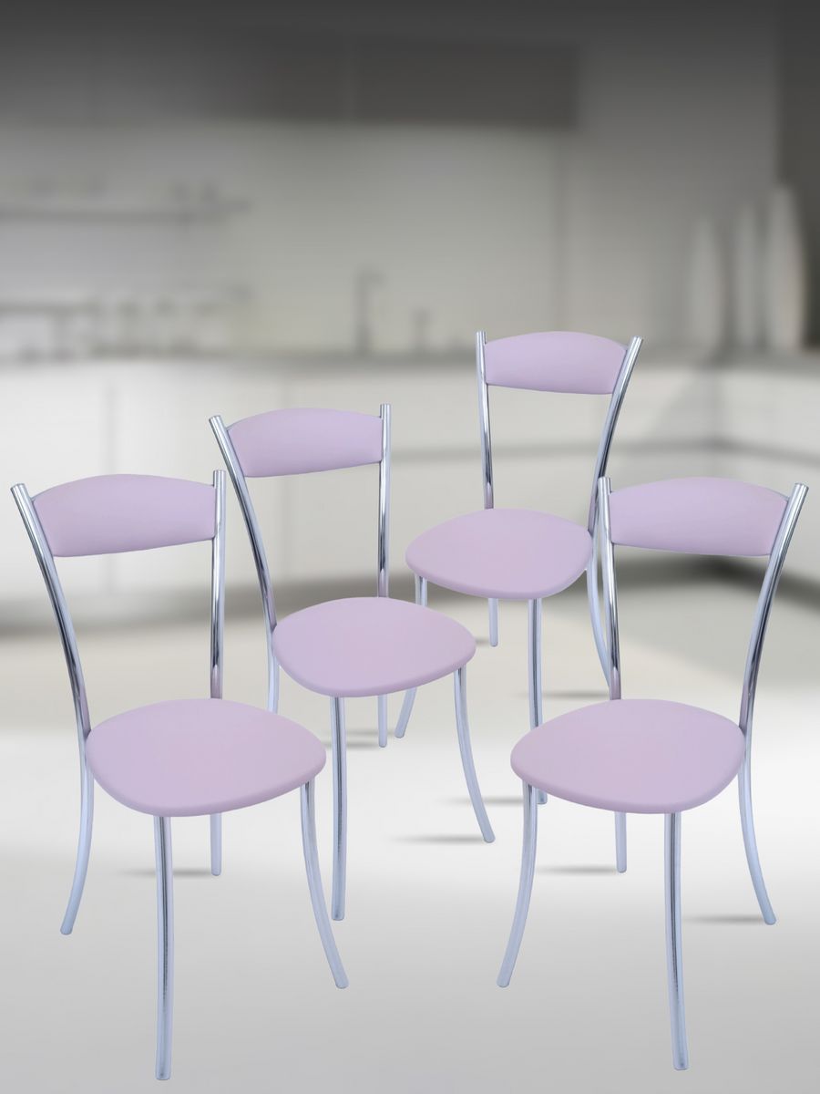Кухонные стулья мягкие со спинкой Мебель Хром 4 шт сиреневый