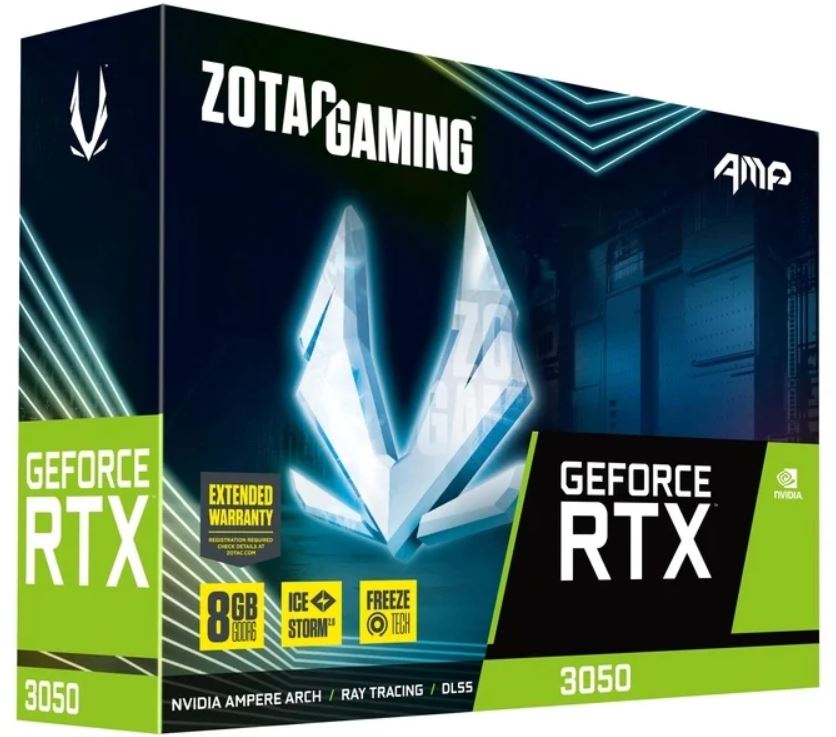 Видеокарта Zotac NVIDIA GeForce RTX 3050 Gaming AMP (ZT-A30500F-10M)