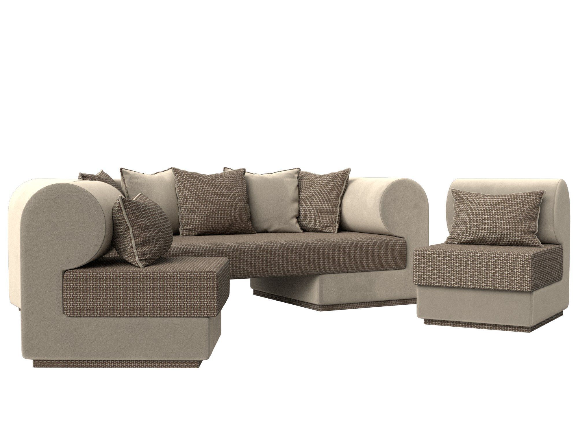 Набор Кипр-3 (диван, 2 кресла) рогожка/микровельвет корфу 03/бежевый