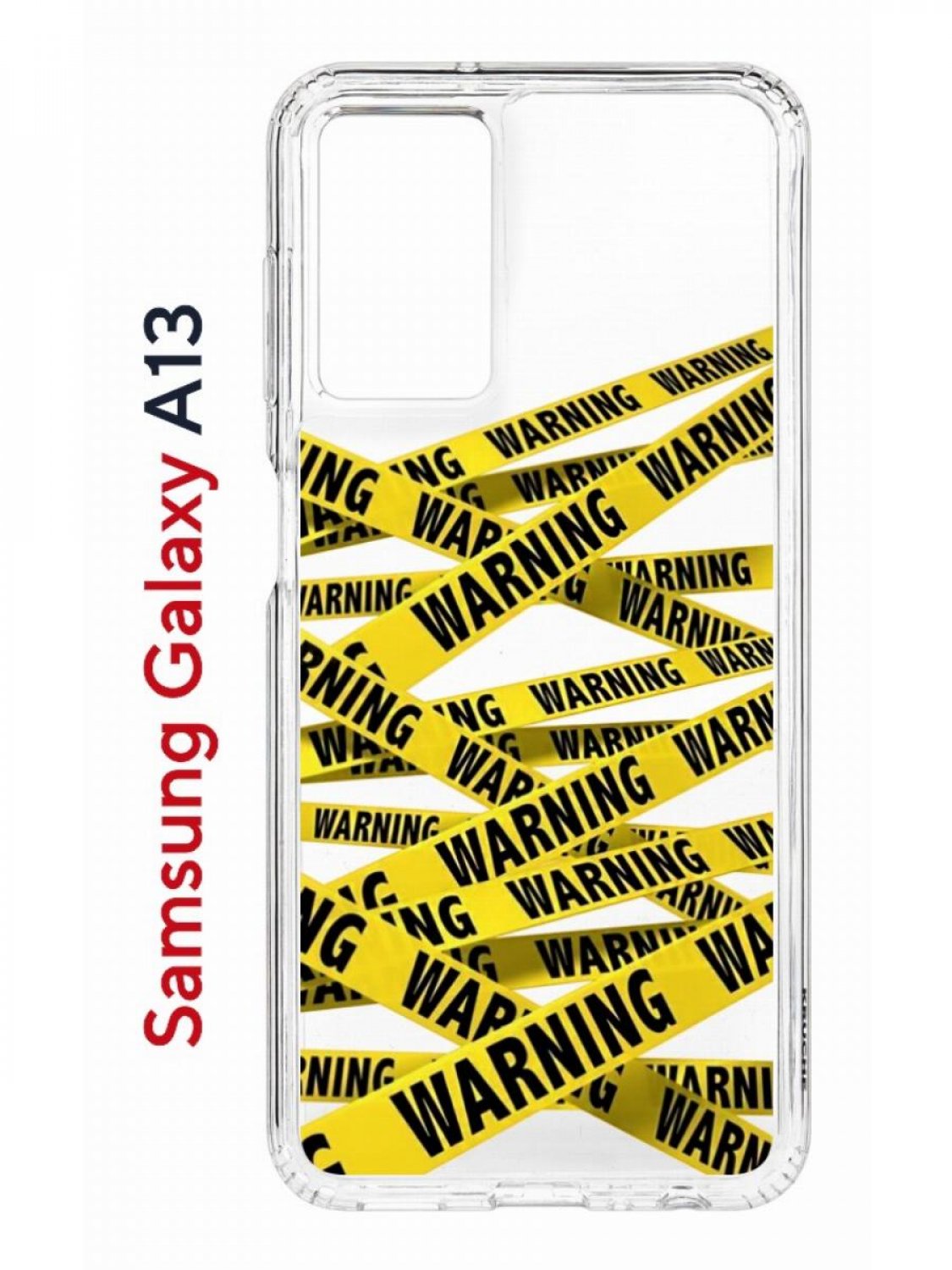 Чехол на Samsung A13 Kruche Print Warning, противоударный бампер, с защитой камеры