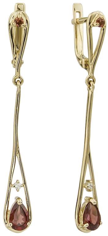 Серьги женские из золота ALORIS 1551ГКц, гранат/фианит