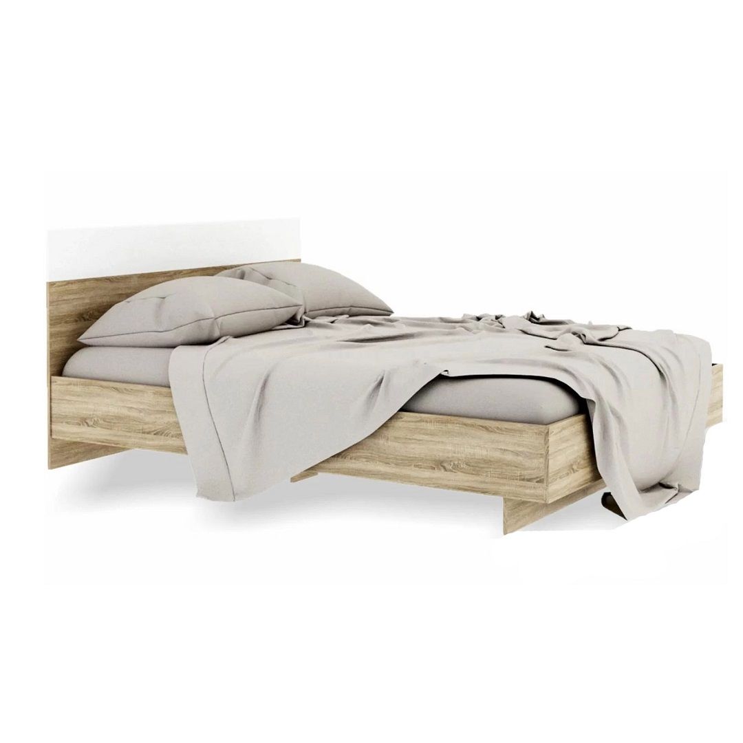 Кровать парящая двуспальная Версаль 160х200 см, дуб сонома-белый глянец