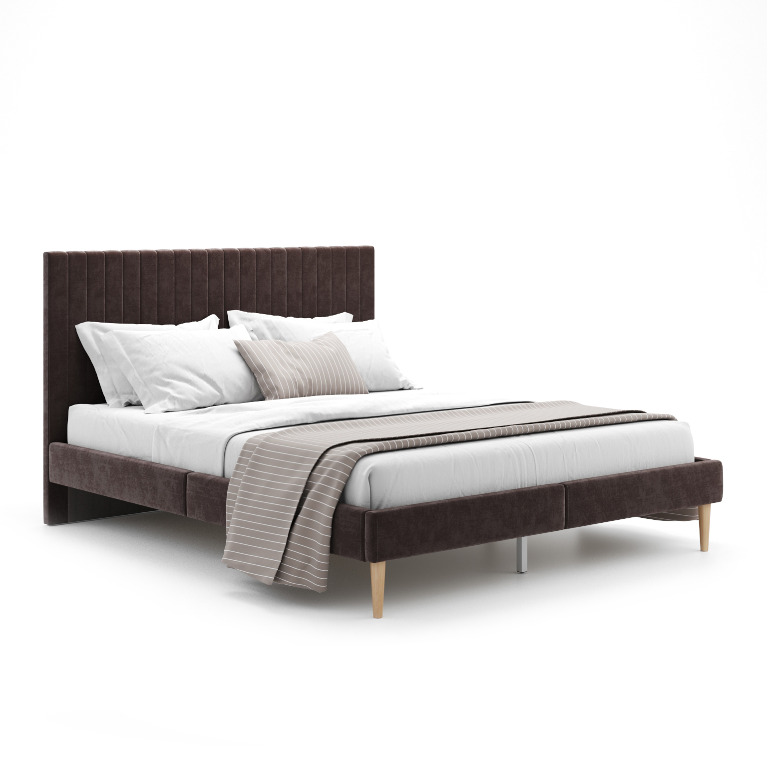 Кровать MONOFIX, АММА велюр коричневый, 140х200